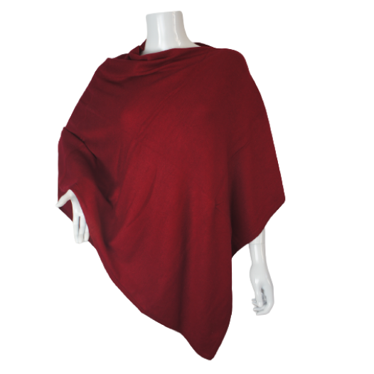 Cashmere Side Neck Poncho (Maroon) CPR01 – NURBU INC