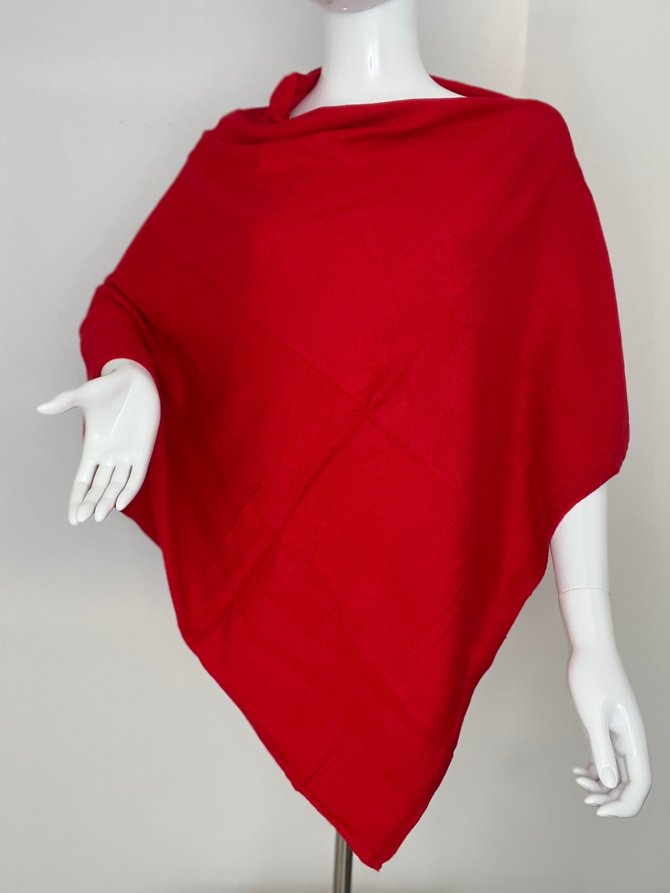 Cashmere Side Neck Poncho (Red) CRP15 – NURBU INC